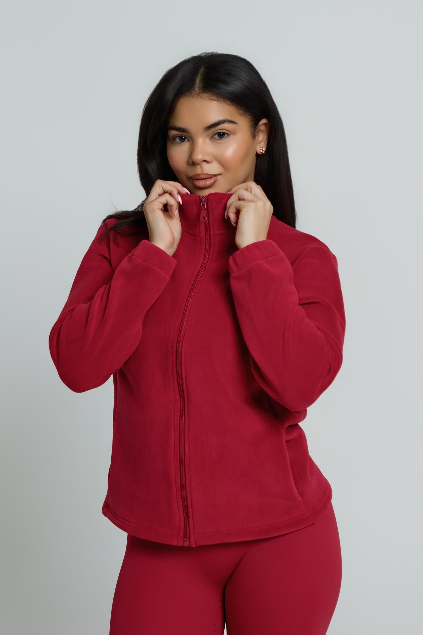 Core Ultra-Soft Fleece Jacket | Cherry Red – Fern Fitness