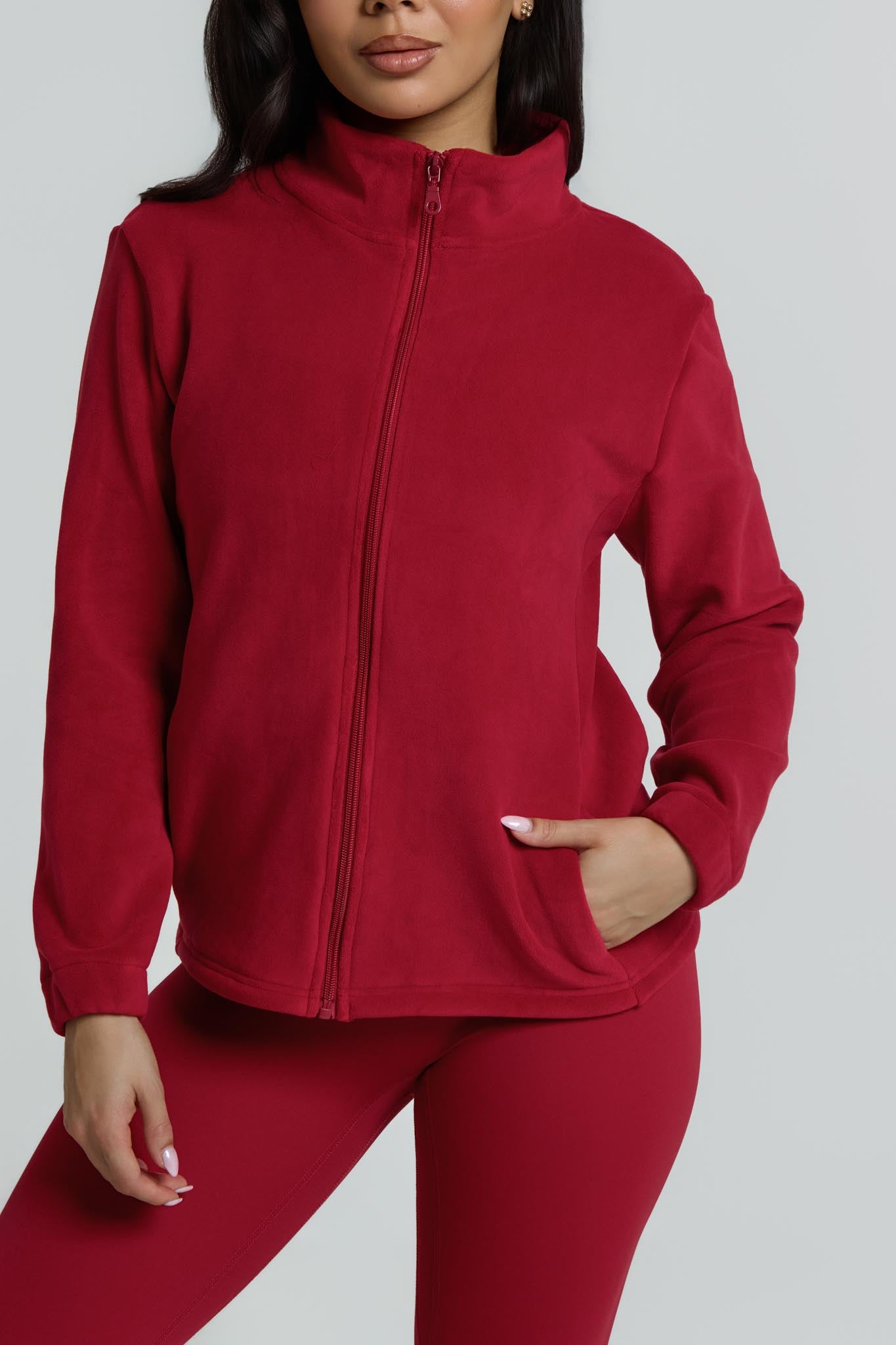 Core Ultra-Soft Fleece Jacket | Cherry Red – Fern Fitness