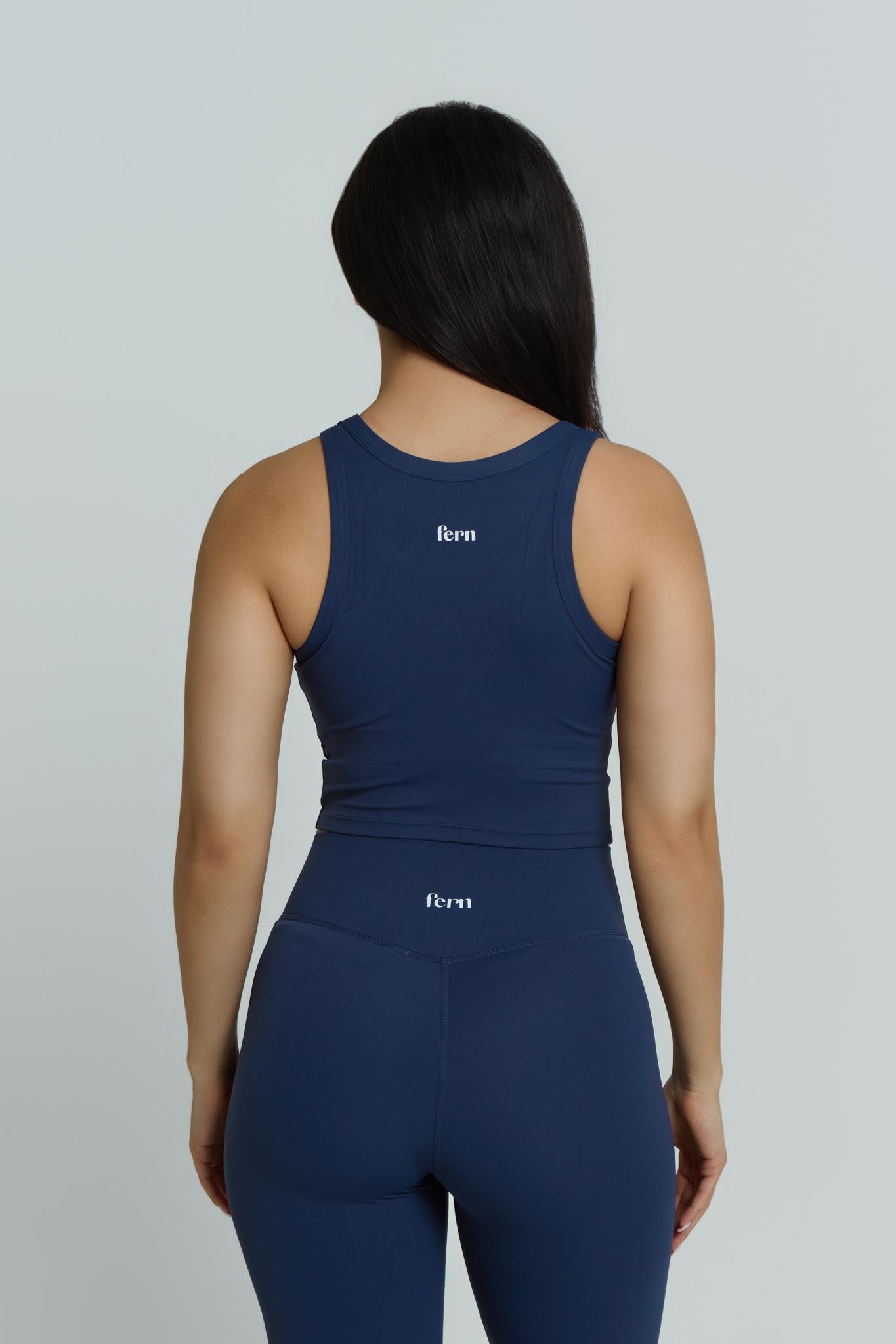 Core Cropped Racer Back Tank | Navy Blue – Fern Fitness