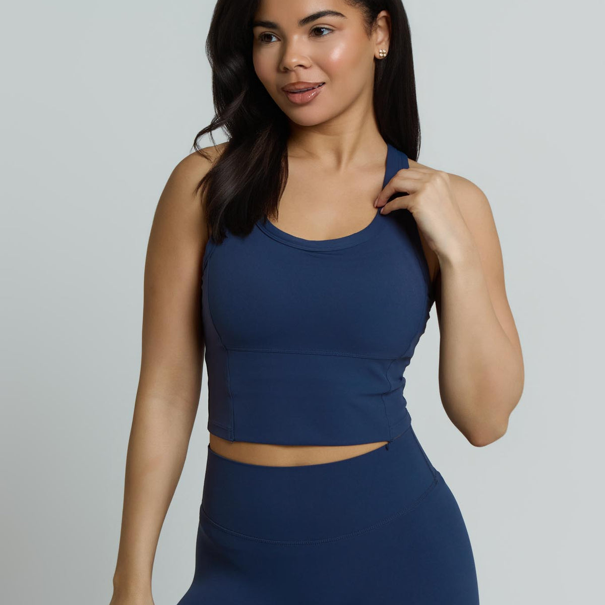 Core Cropped Racer Back Tank | Navy Blue – Fern Fitness