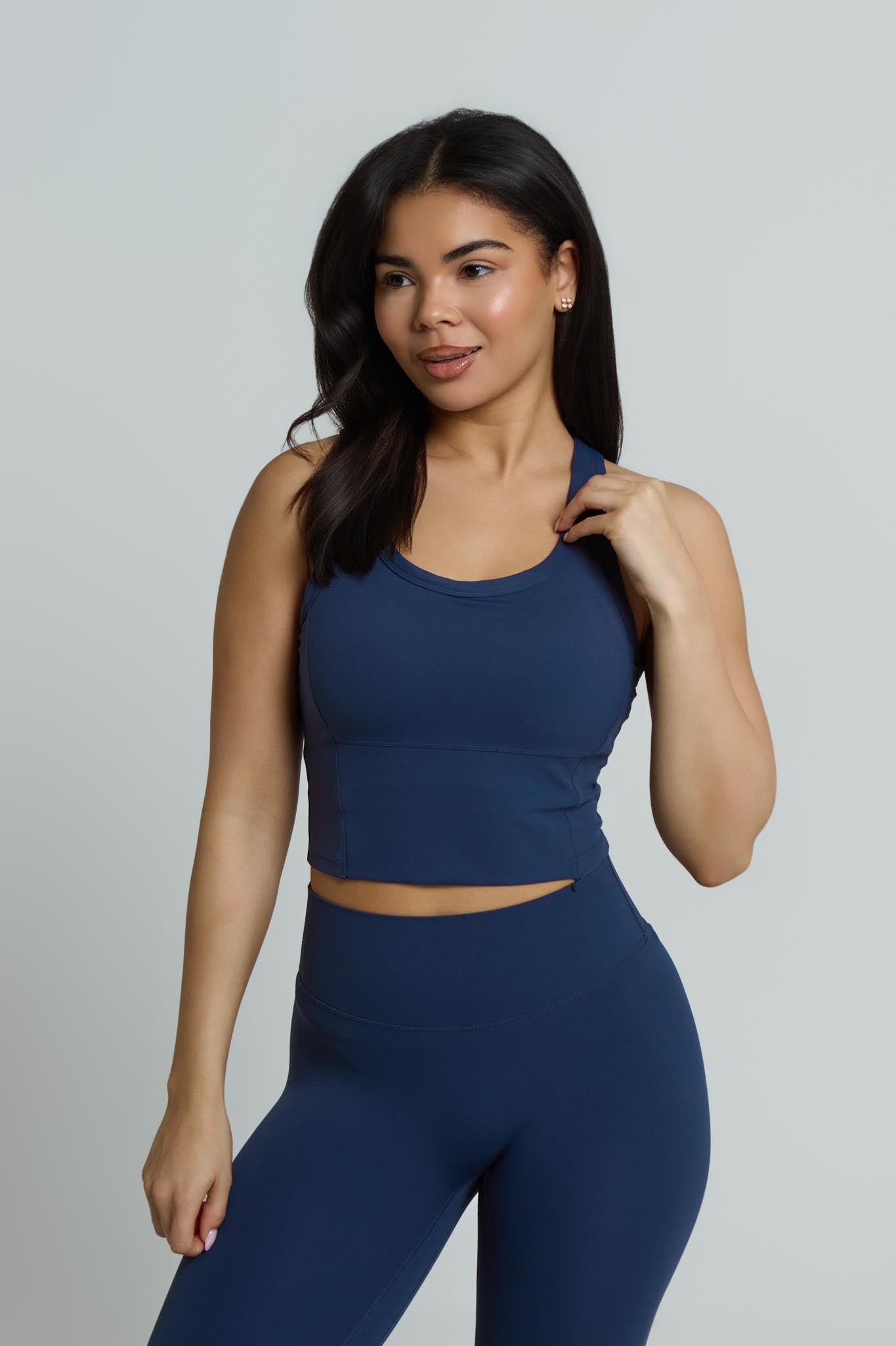 Core Cropped Racer Back Tank | Navy Blue – Fern Fitness