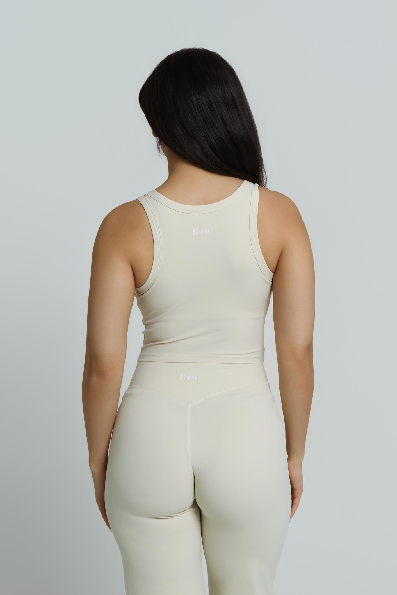 Core Cropped Racer Back Tank | Ivory White – Fern Fitness