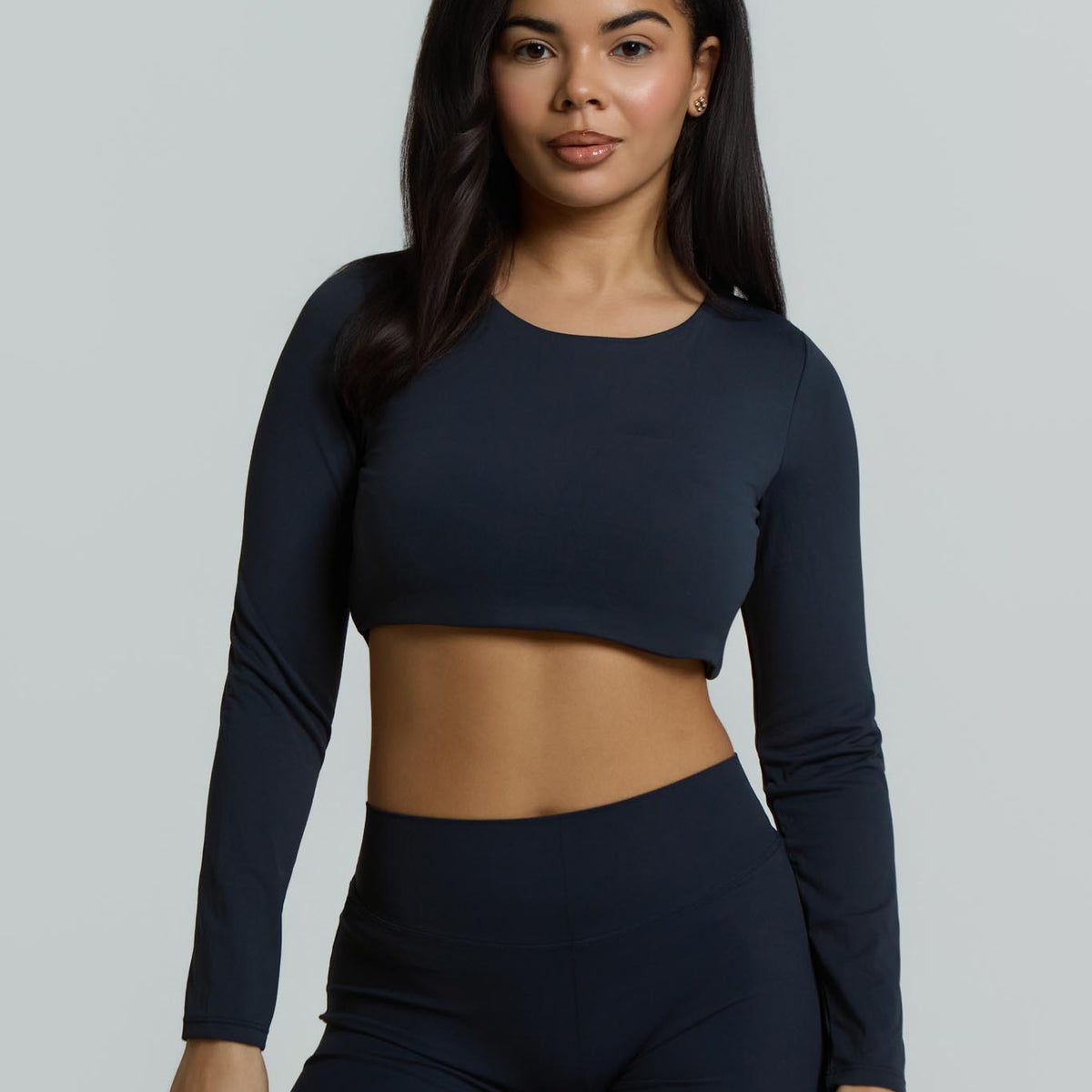Form Open-Back Cropped Long Sleeve Top | Eclipse Blue – Fern Fitness