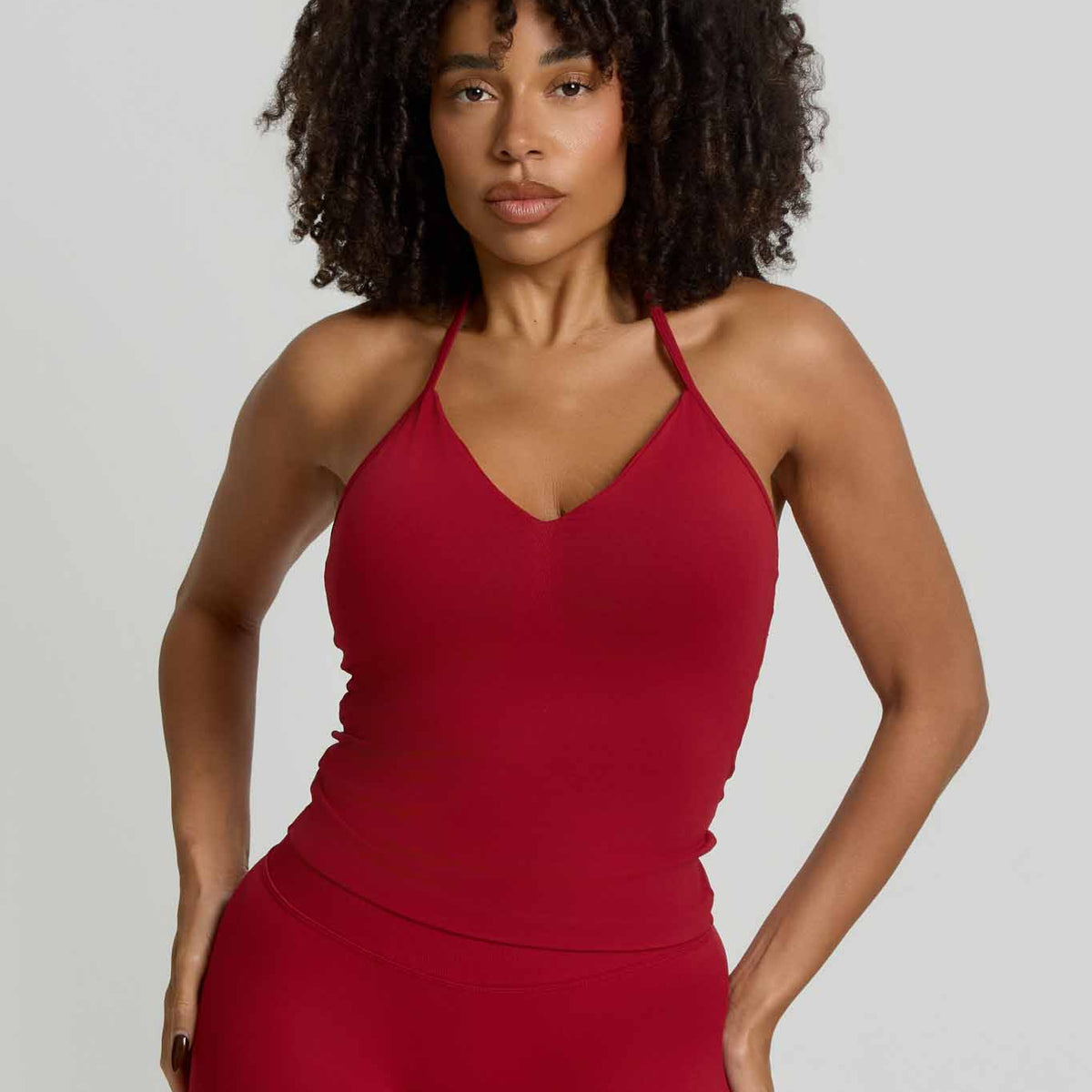 SuperSculpt Halter Neck Tank | Cherry Red – Fern Fitness